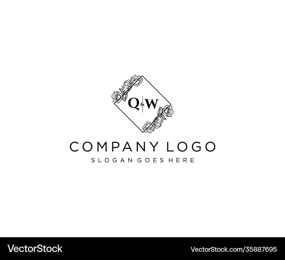 Initial qw letters botanical feminine logo Vector Image