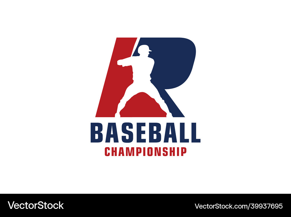 Letter r with baseball logo design design Vector Image