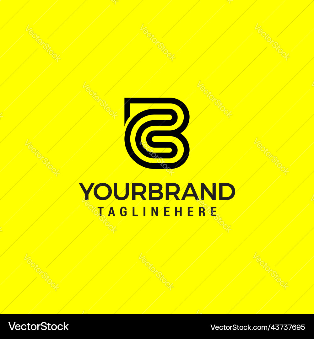 Modern simple line letter b and c logo Royalty Free Vector