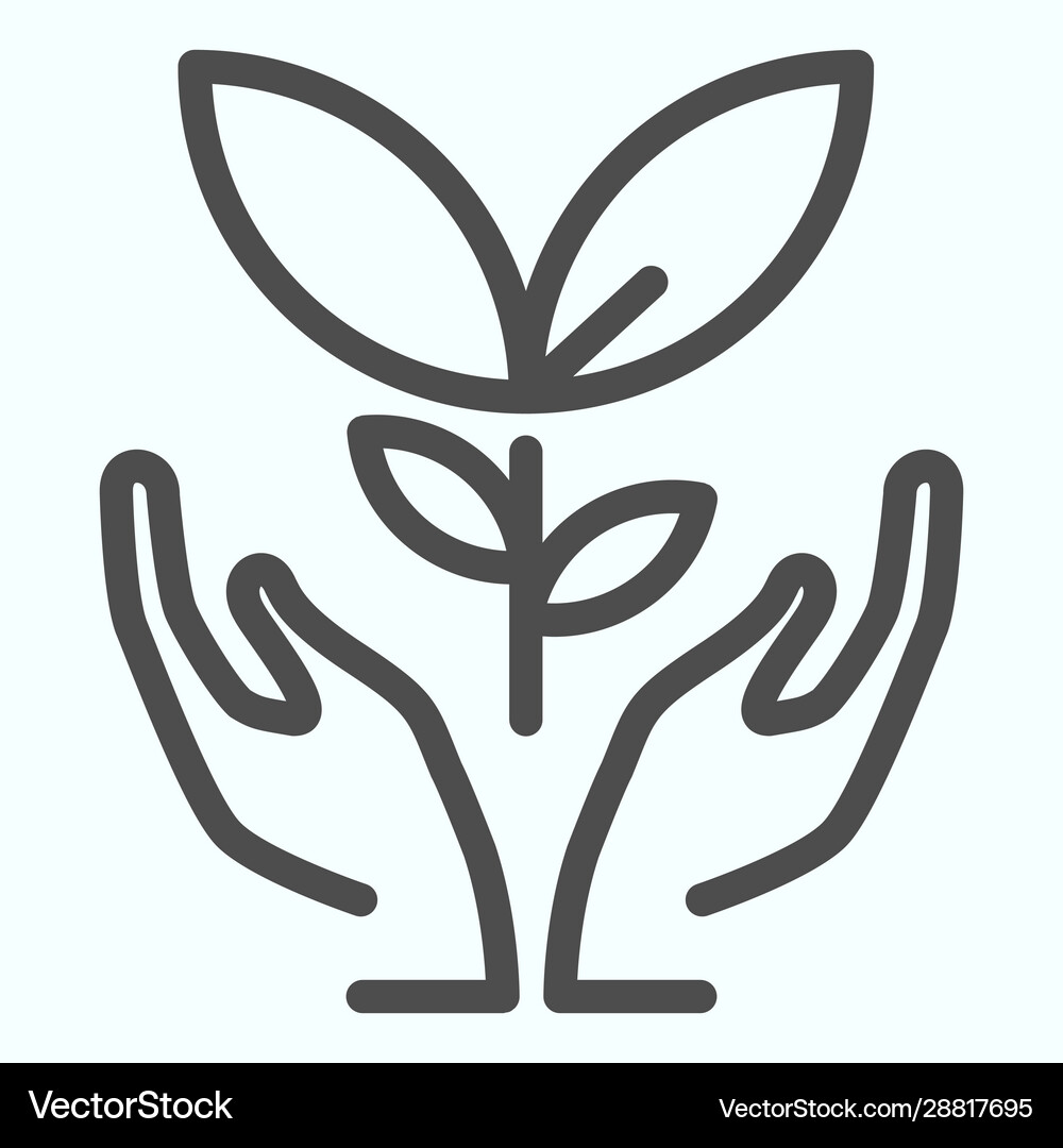 Plant protection line icon ecology save Royalty Free Vector