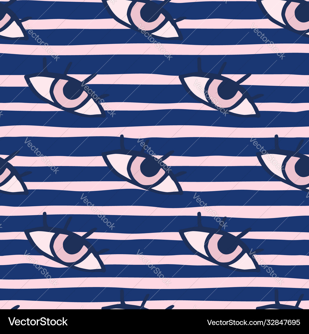 Pop art seamless pattern with eyes pink and blue Vector Image