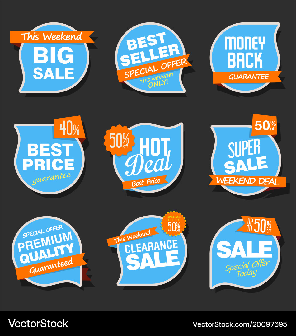 Sale stickers and tags collection 2 Royalty Free Vector