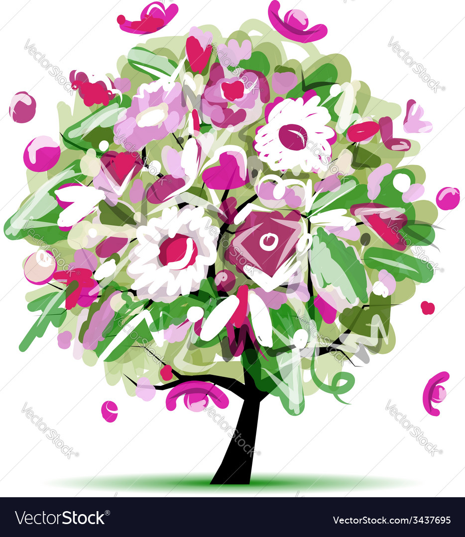 Spring tree floral for your design Royalty Free Vector Image
