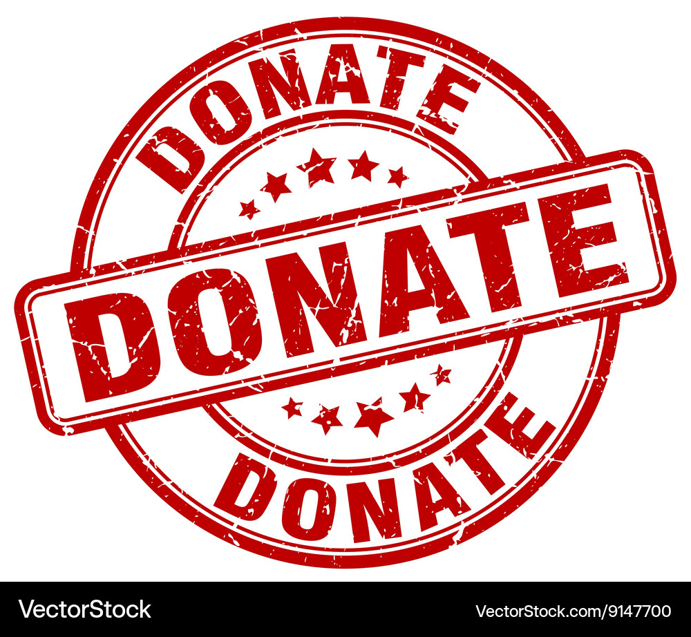 Donate red grunge round vintage rubber stamp Vector Image