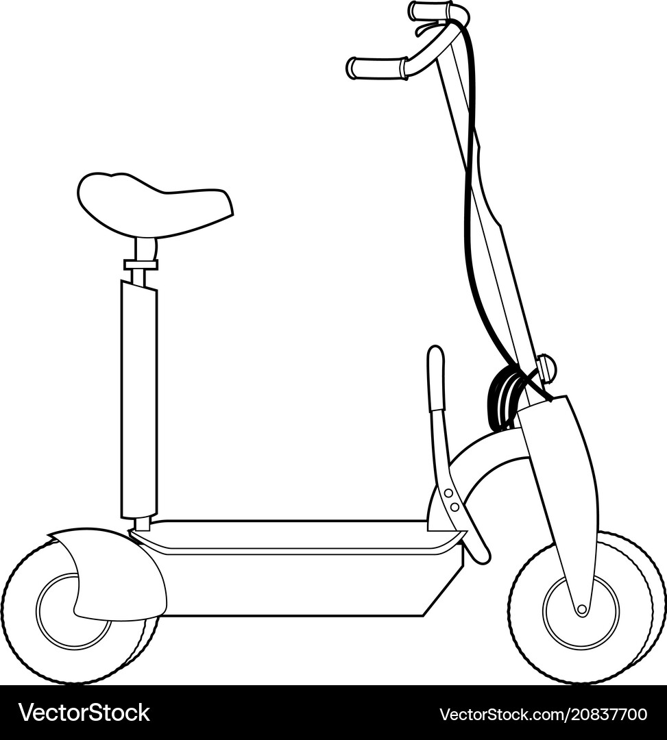 Electric scooter line icon wheel Royalty Free Vector Image