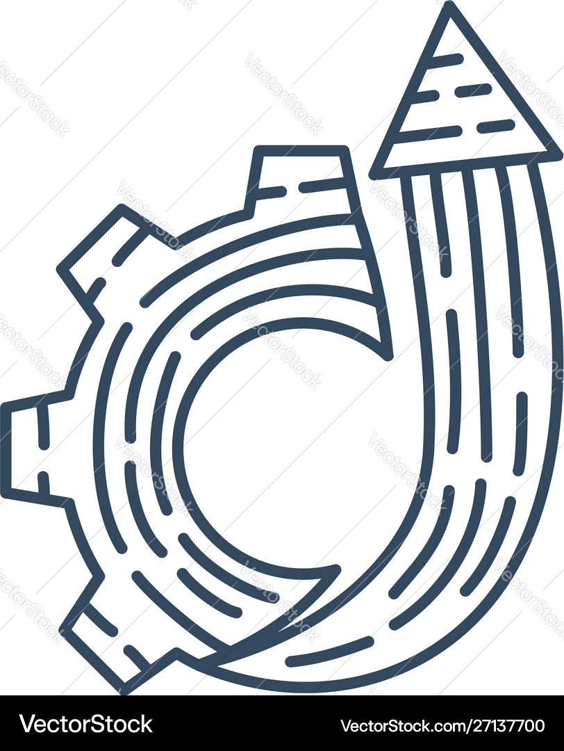 Gear target arrow up direction collection outline Vector Image