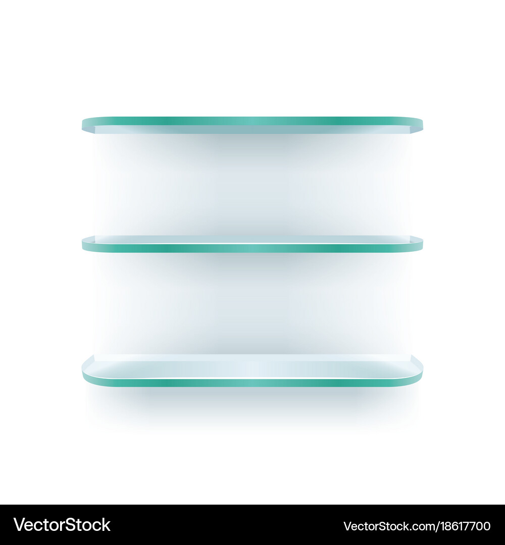 Glass shelves for displaying on white wall Vector Image
