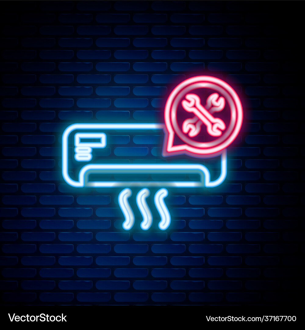 Glowing neon line air conditioner with screwdriver
