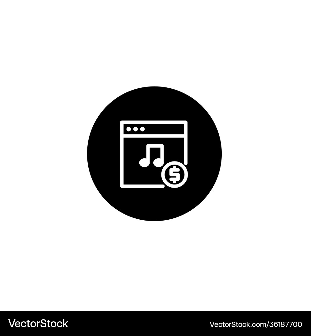 Music monetization icon in black round style icon Vector Image