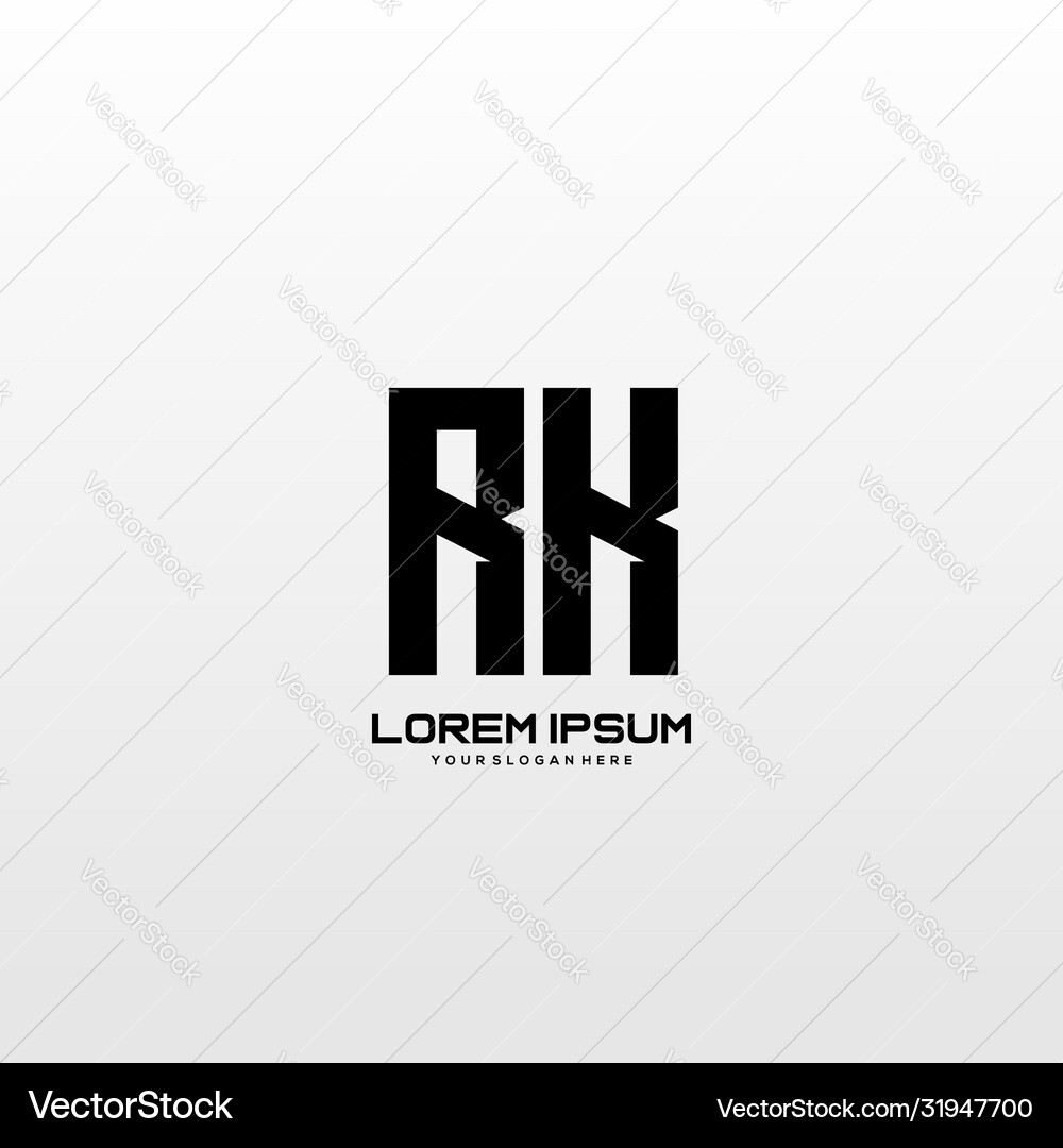 Rk initial letter minimalist art logo Royalty Free Vector
