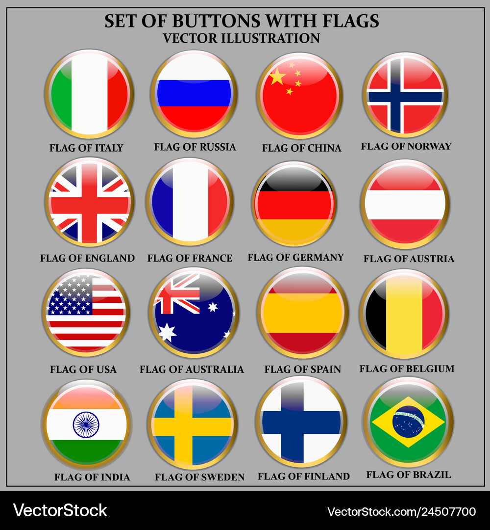 Set of banners with popular flags Royalty Free Vector Image