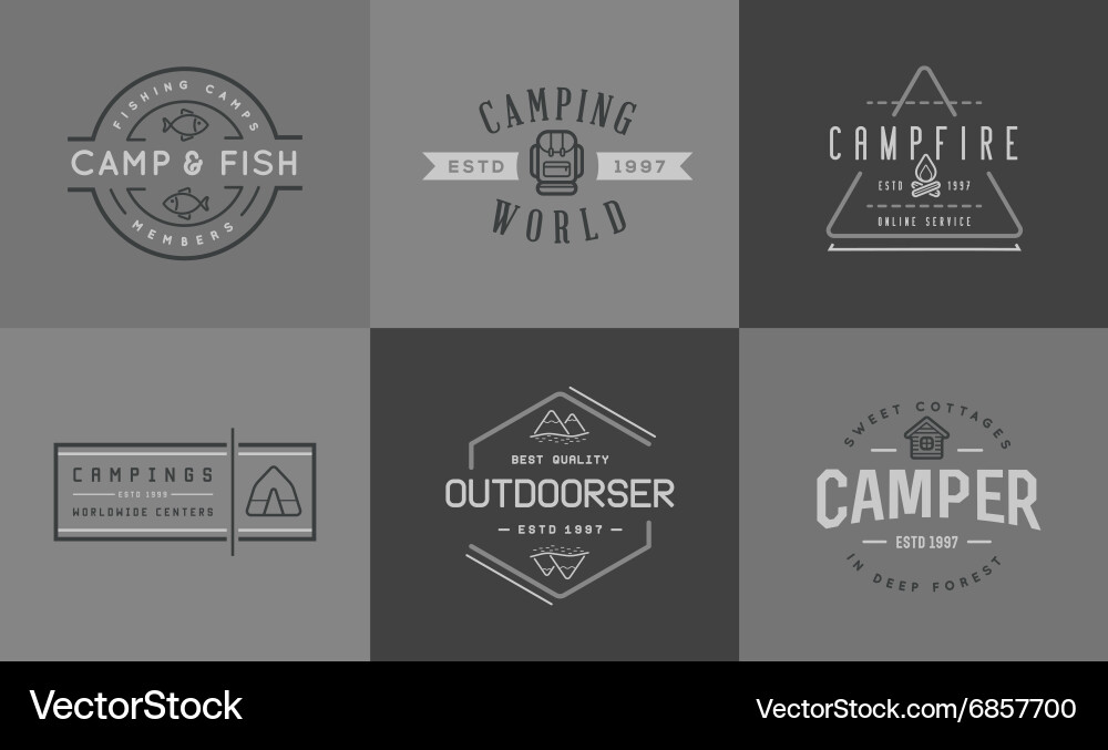 Set of camping camp elements and outdoor activity Vector Image