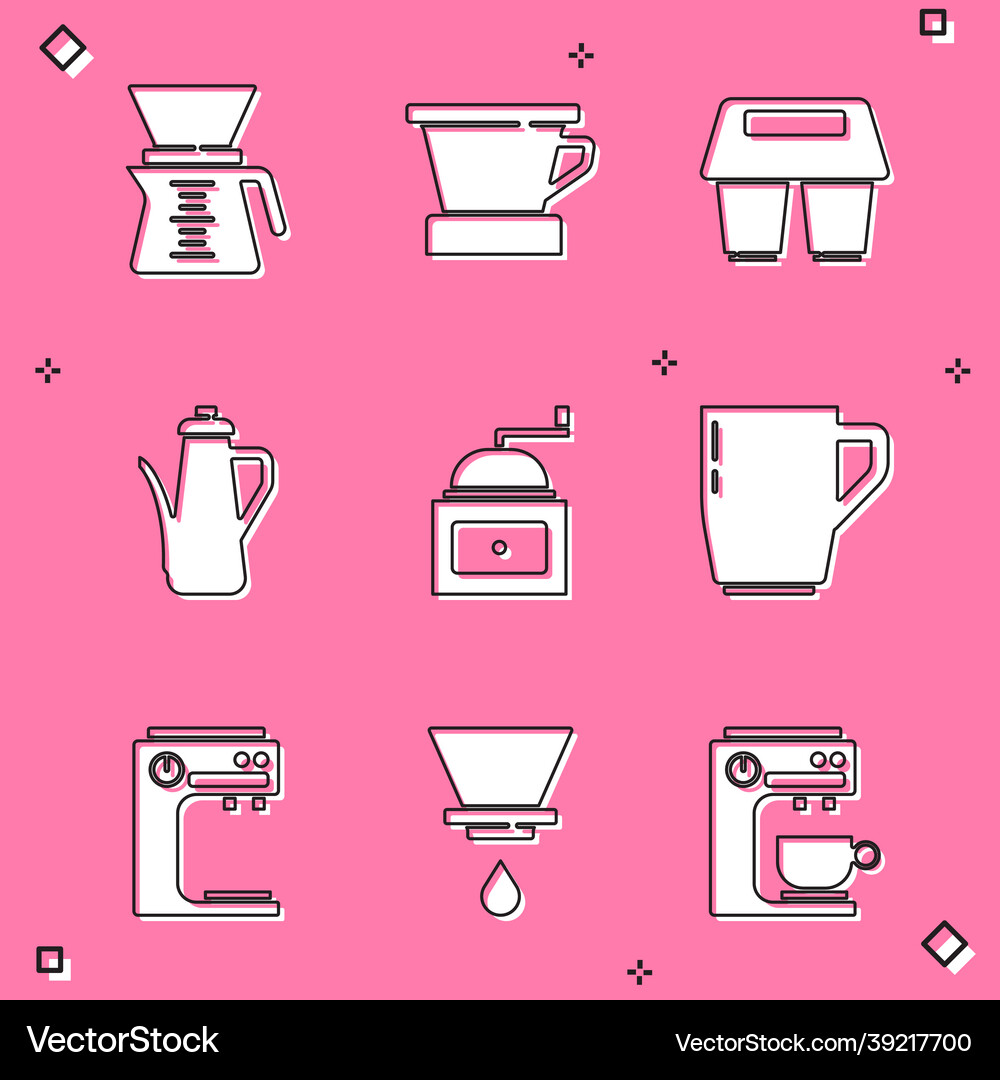 Set pour over coffee maker v60 coffee cup to go Vector Image