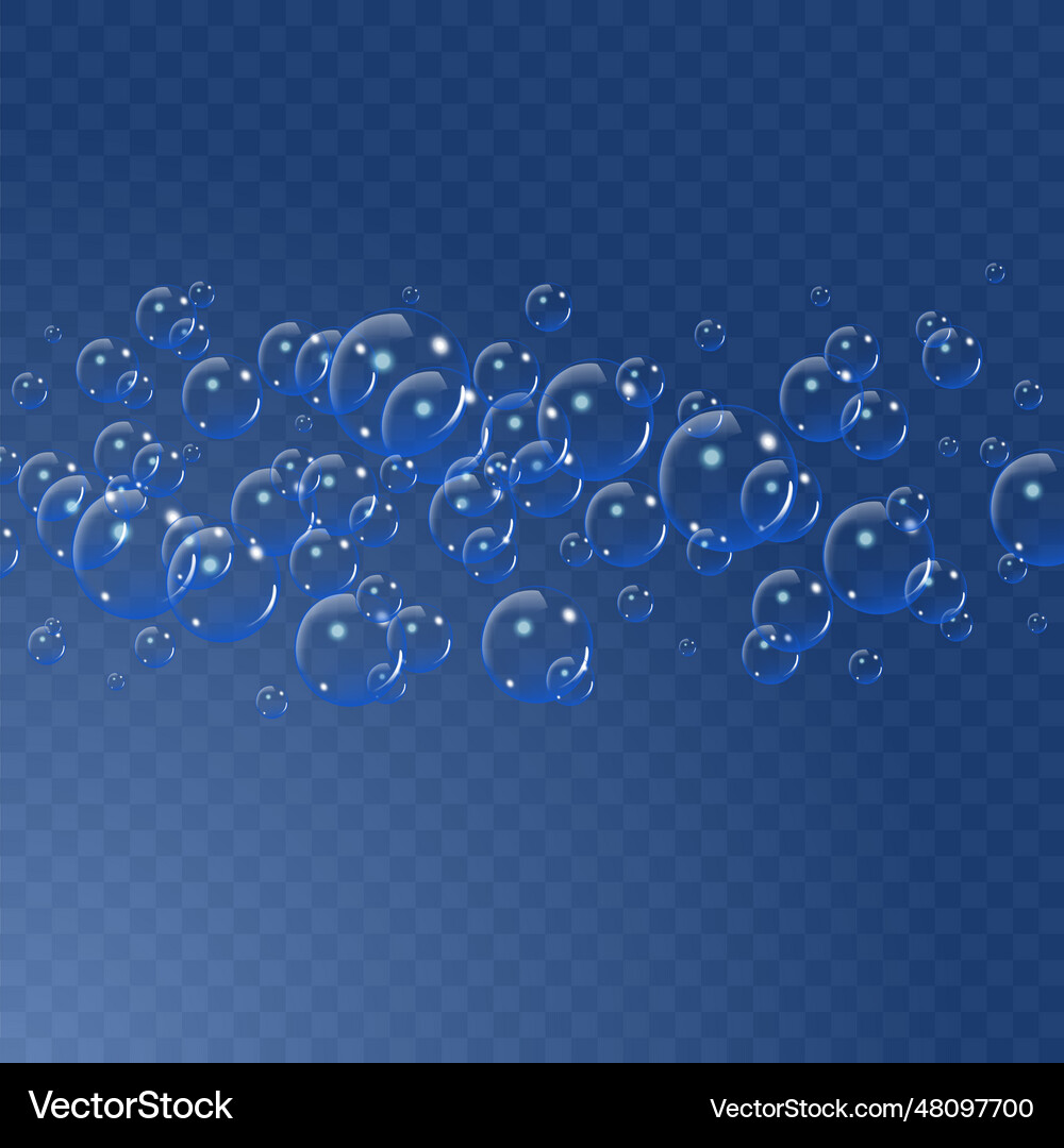 Soap bubbles background set of clean water Vector Image