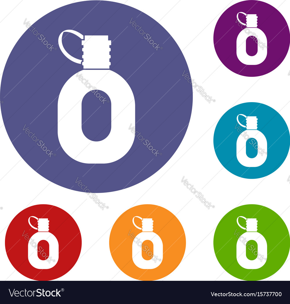 Tourist flask icons set Royalty Free Vector Image