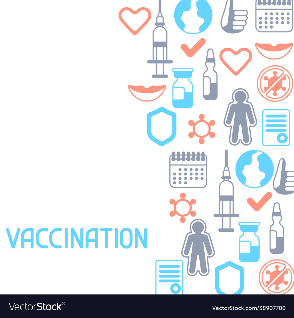 Vaccination concept background with vaccine icons Vector Image Vaccination concept background with vaccine icons Vector Image