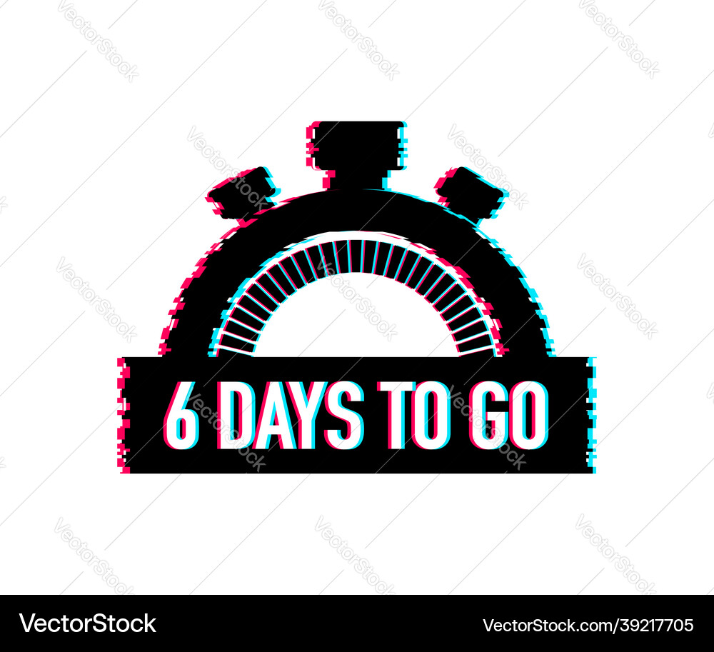 6 days to go glitch style icon Royalty Free Vector Image