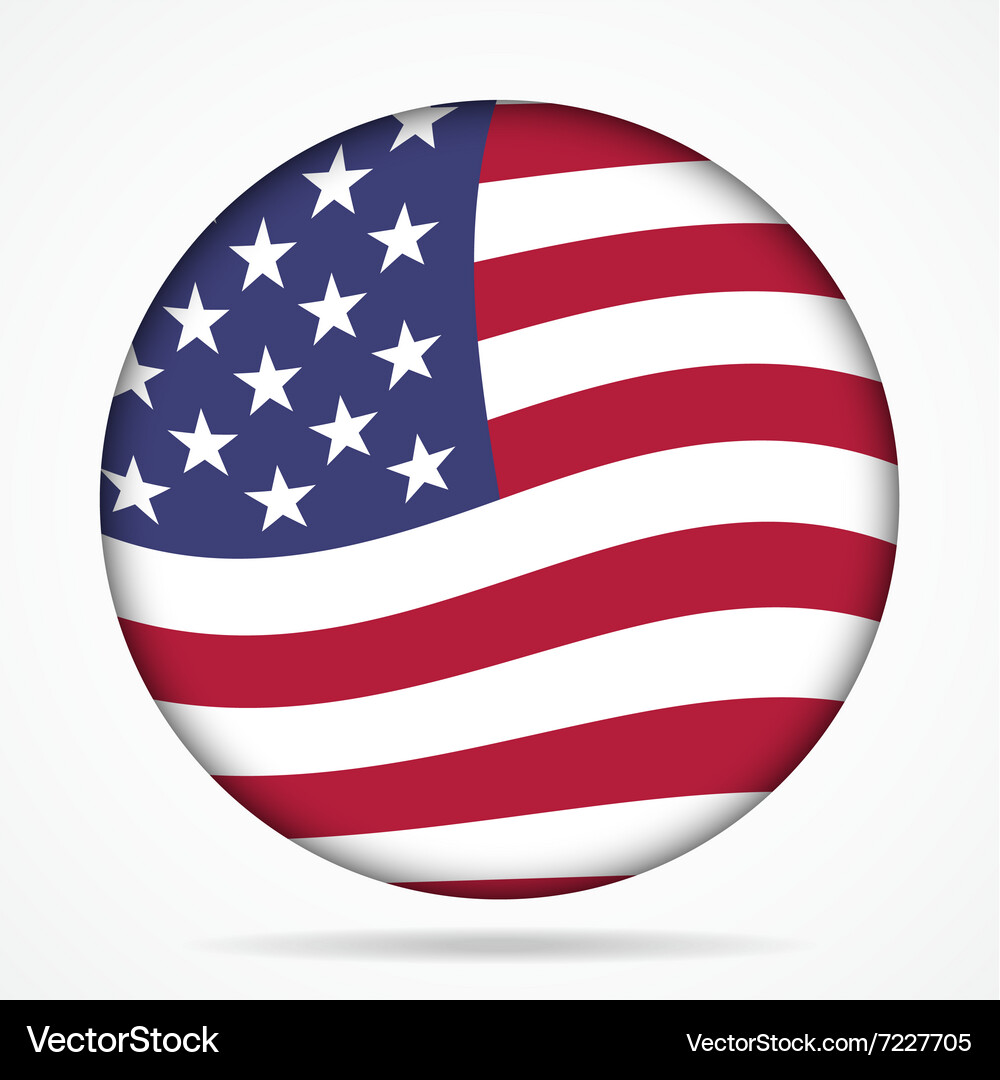 Button with waving flag of usa Royalty Free Vector Image