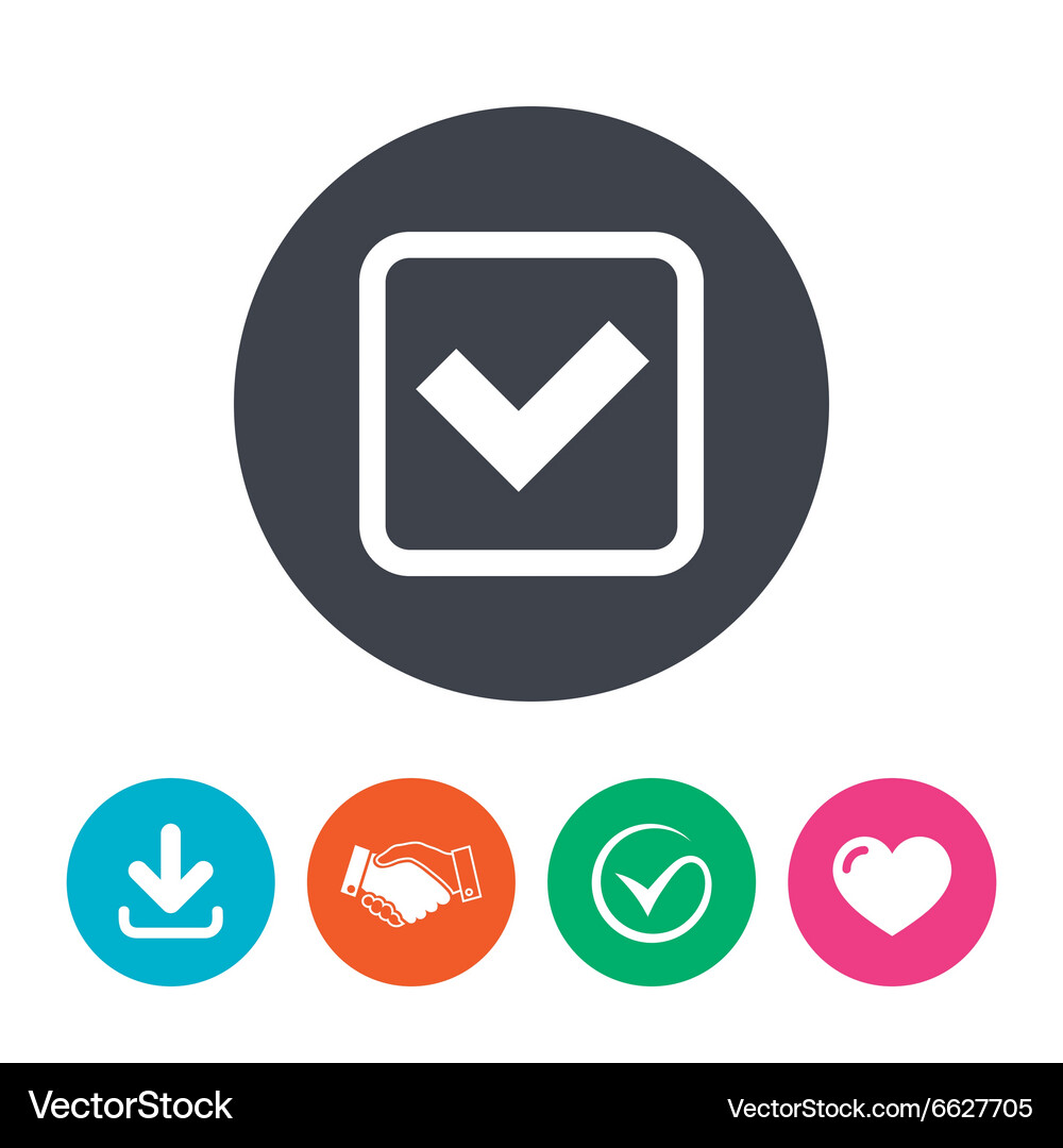 Check mark sign icon yes square symbol Royalty Free Vector