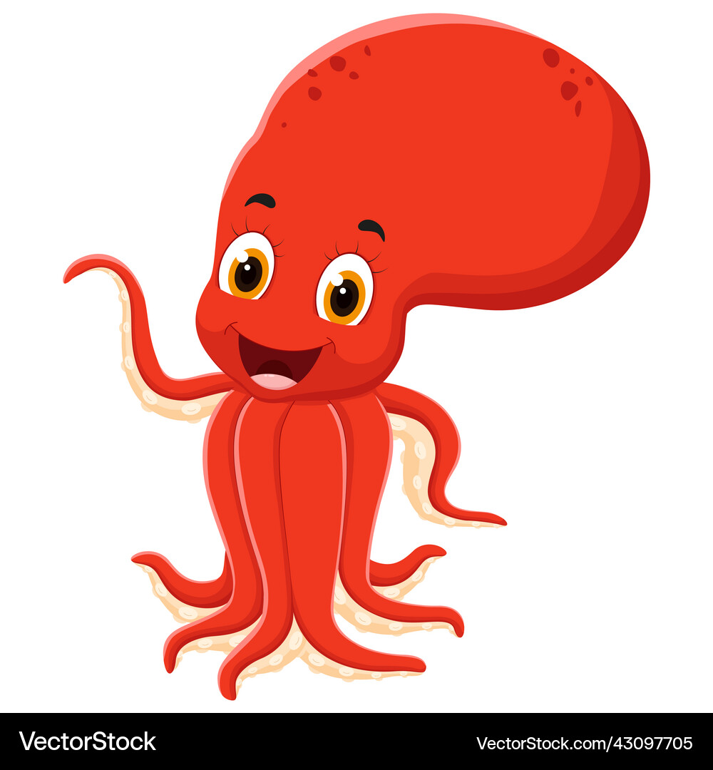Cute octopus cartoon isolated on white Royalty Free Vector