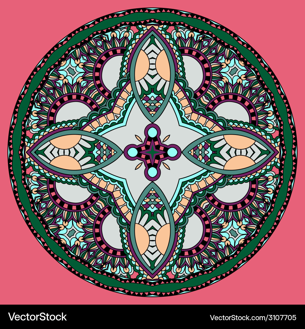 Decorative design of circle dish template round Vector Image