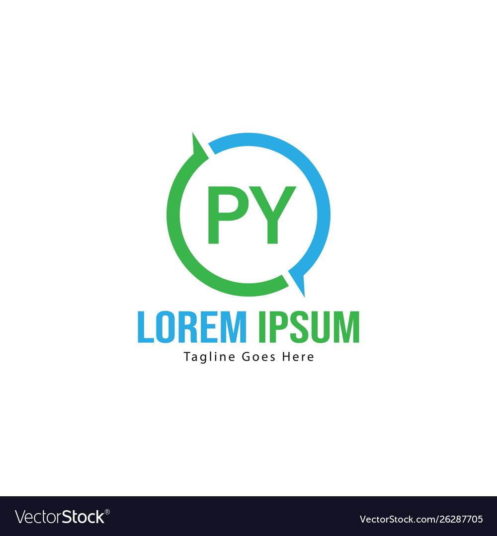 Initial py logo template with modern frame Vector Image