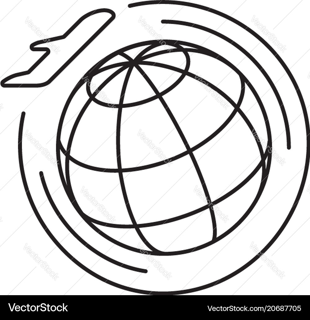 Line icon round the world flights Royalty Free Vector Image