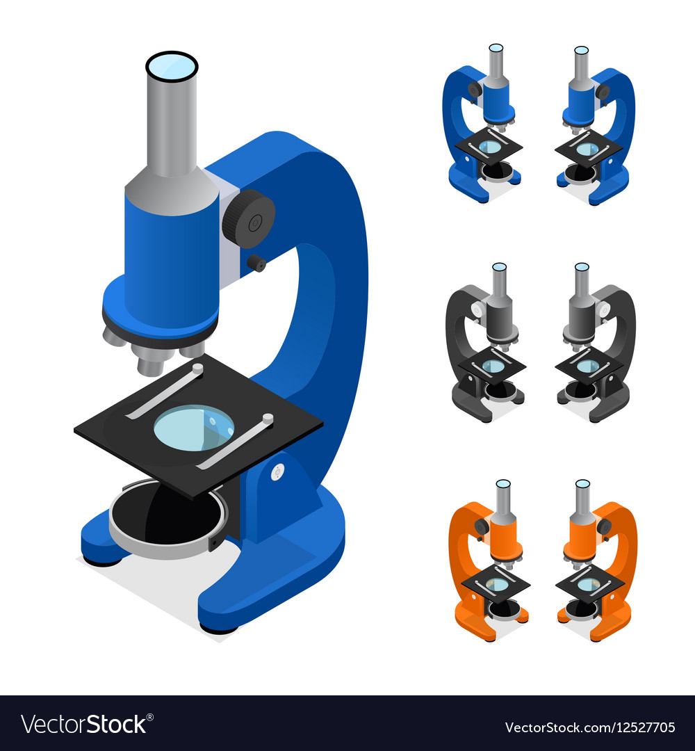 Microscope set isometric view Royalty Free Vector Image