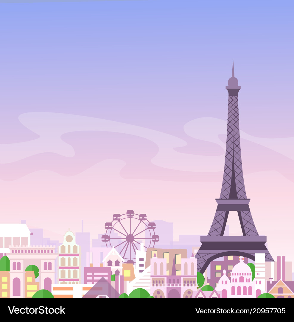 Romantic paris view france Royalty Free Vector Image