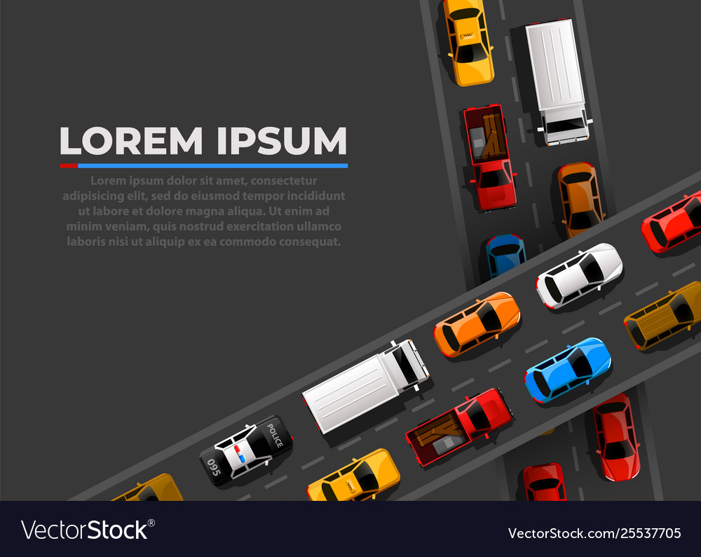 Traffic jam on road transport highway Royalty Free Vector