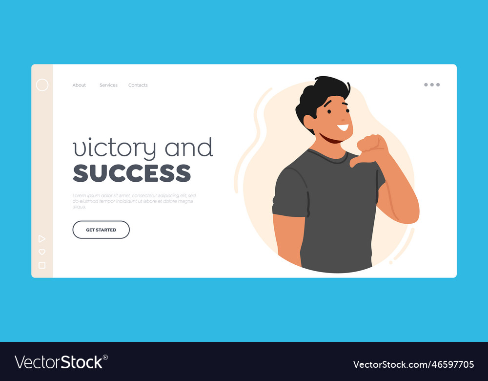 Victory and success landing page template Vector Image