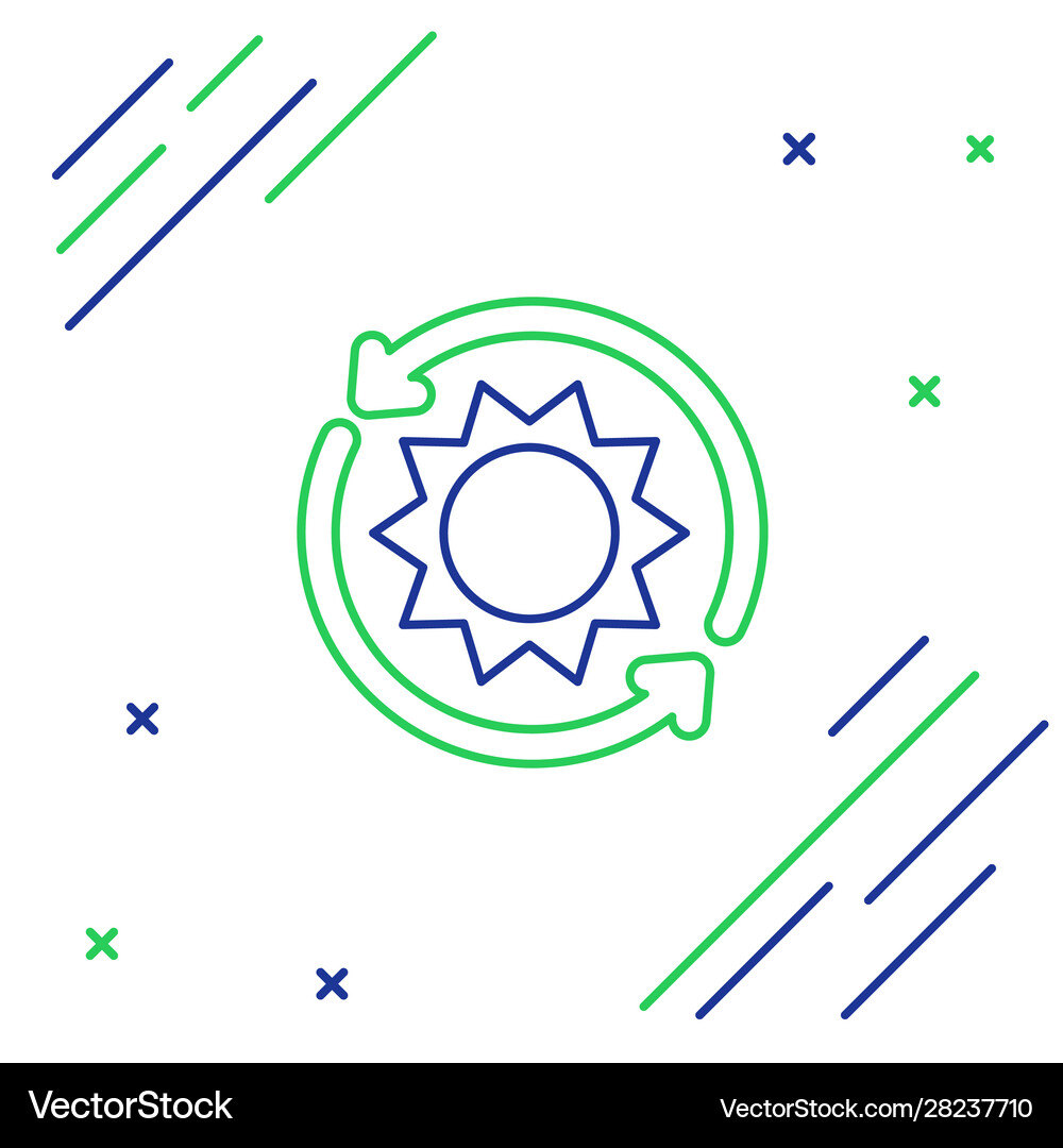 Blue and green line solar energy panel icon Vector Image
