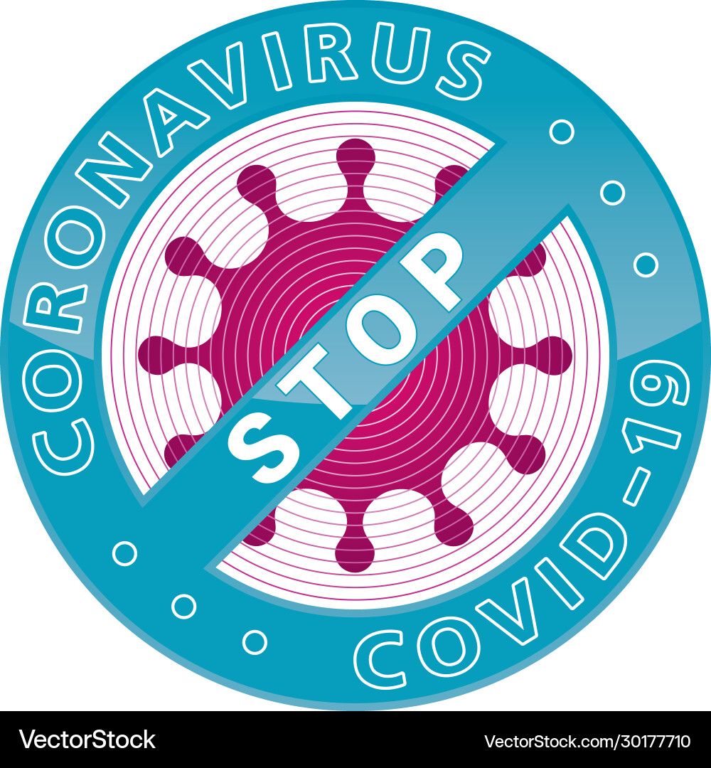 Coronavirus covid-19 stop badge Royalty Free Vector Image