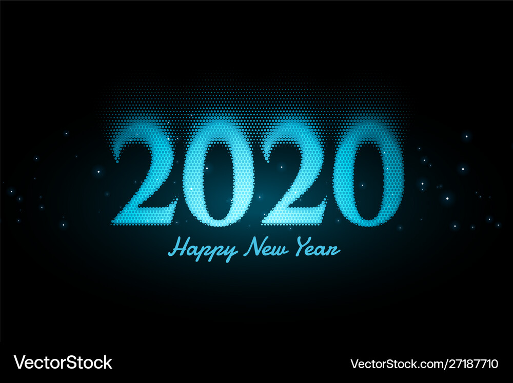 Glowing blue 2020 halftone style new year Vector Image