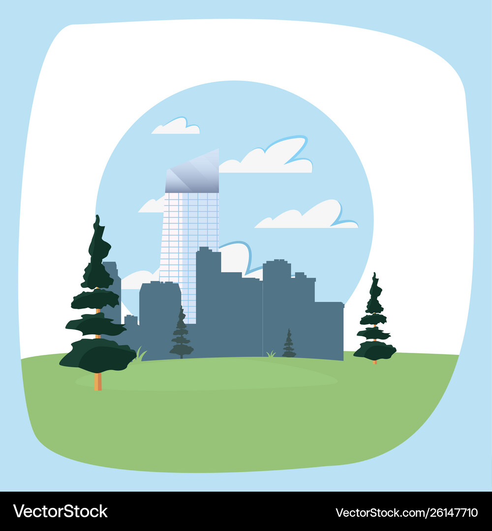 High building city park panorama Royalty Free Vector Image