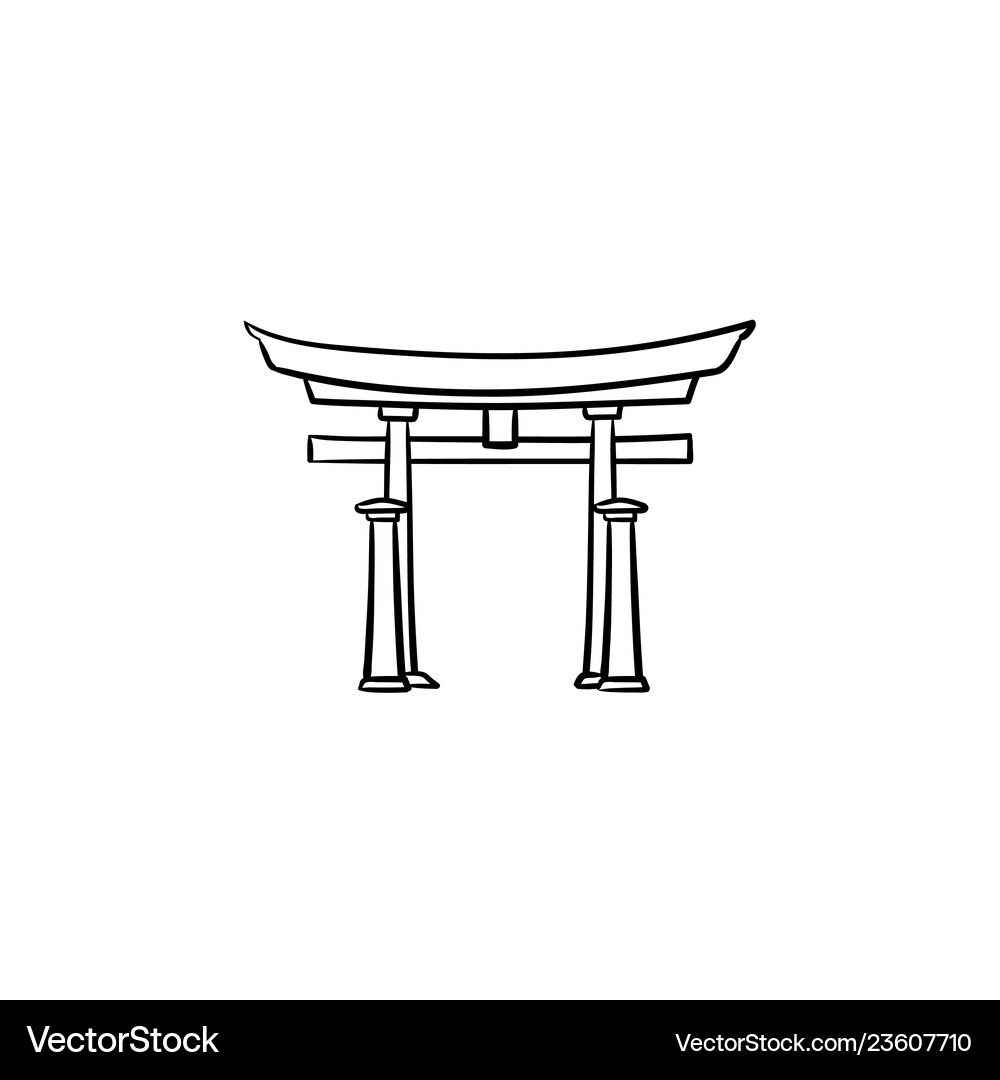 Japanese gate hand drawn outline doodle icon Vector Image