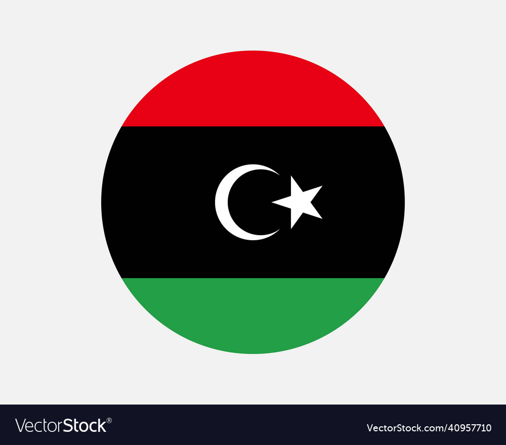 Libya libyan round circle country banner flag Vector Image
