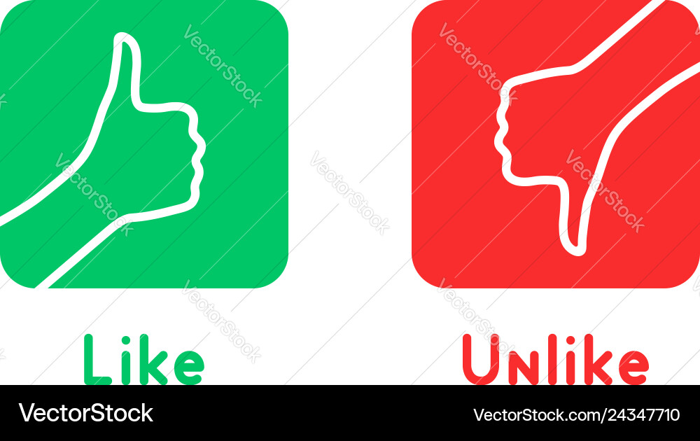 Like and unlike red green logo Royalty Free Vector Image