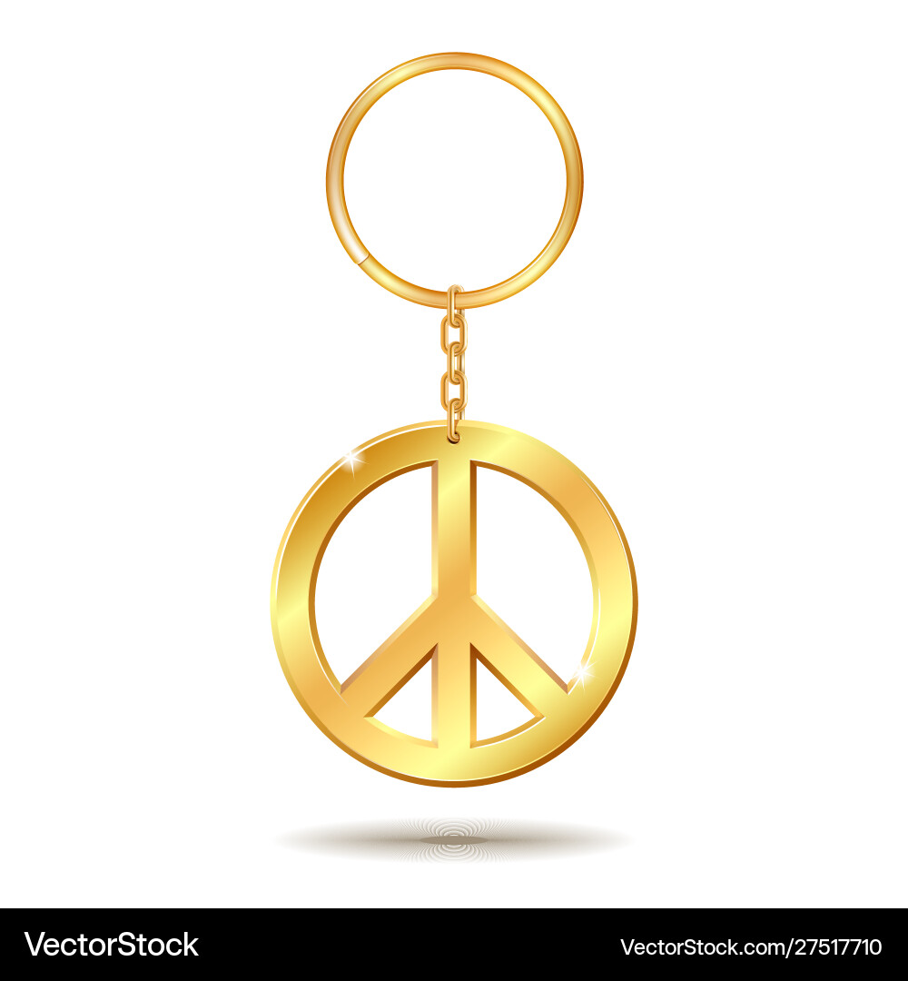 Realistic golden keychains with peace symbol Vector Image