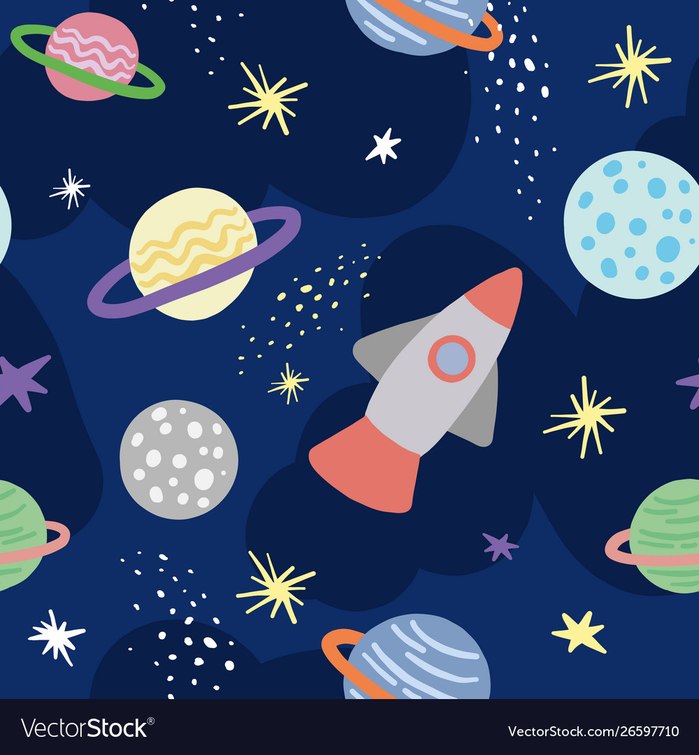 Space pattern seamless design graphic Royalty Free Vector