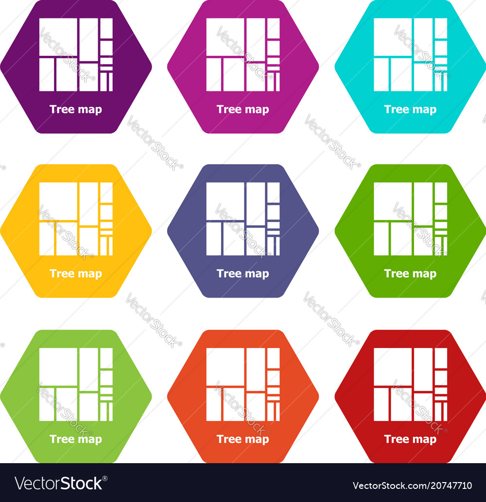 Tree map icons set 9 Royalty Free Vector Image
