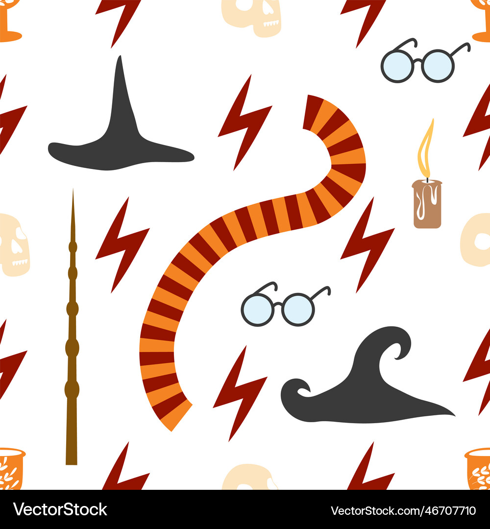 Witches school of magical objects seamless Vector Image