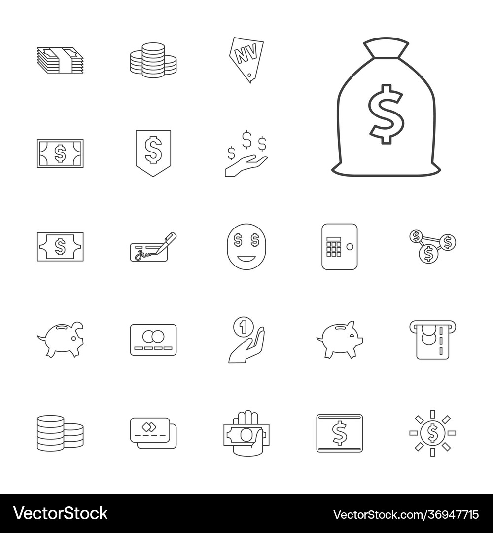 22 cash icons Royalty Free Vector Image - VectorStock