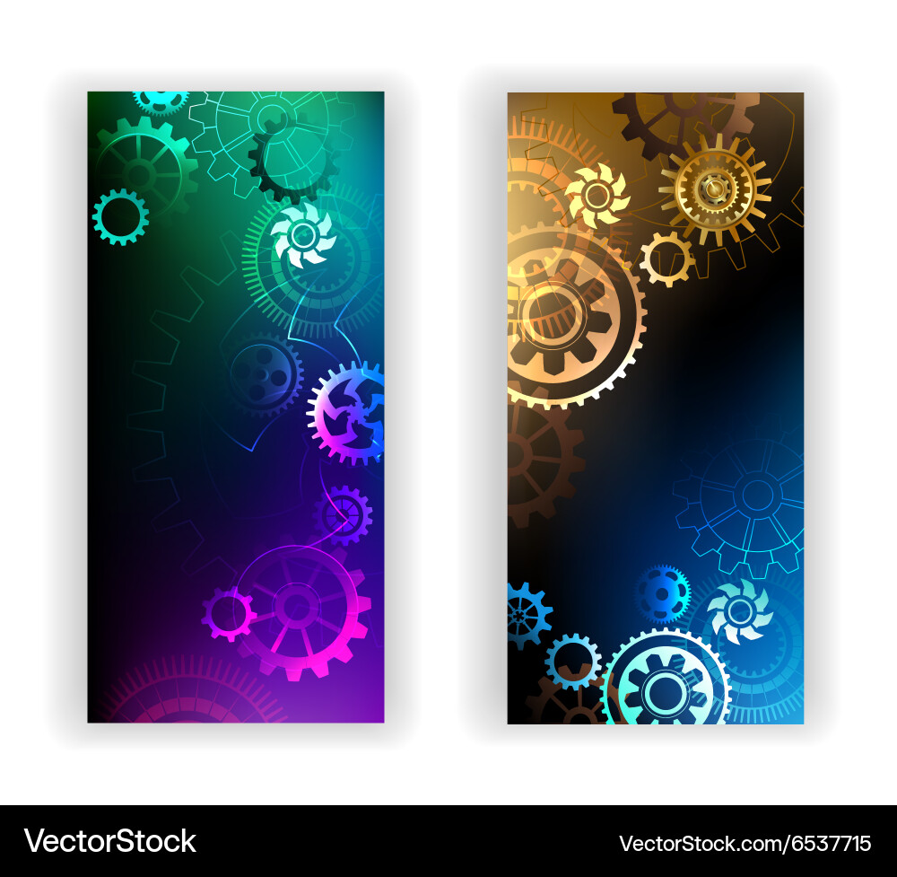 Banners with Colorful Gears Royalty Free Vector Image