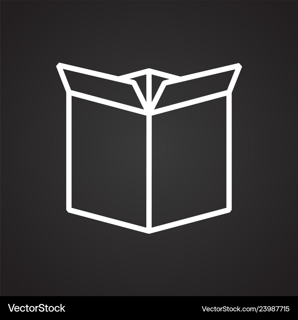 Box line icon on black background for graphic Vector Image