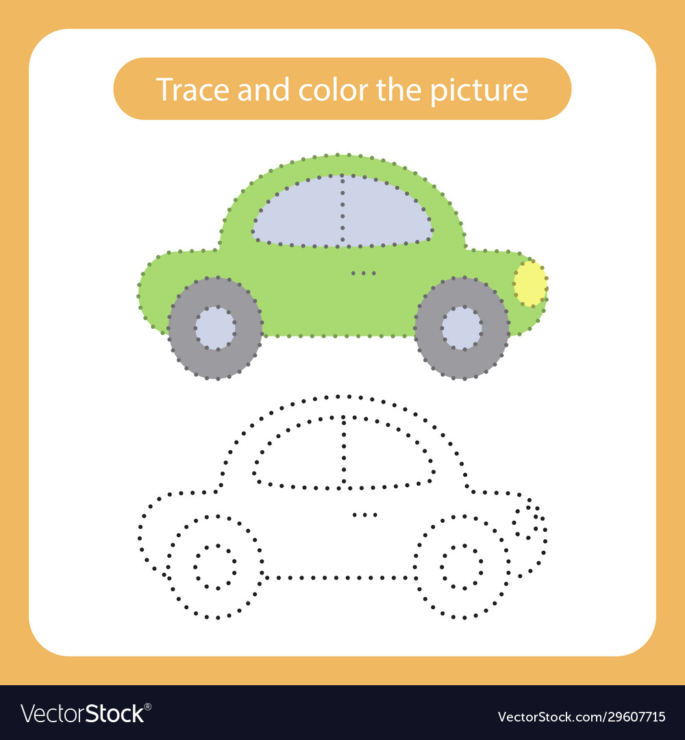 Car toy with simple shapes trace and color the Vector Image