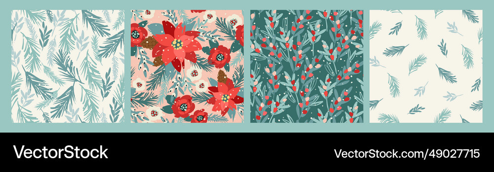 Christmas and happy new year seamless patterns Vector Image