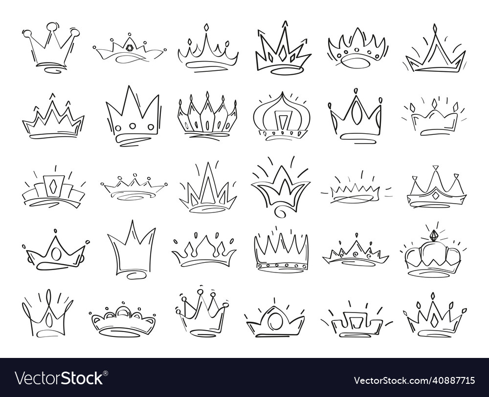 Collection of crown sketches Royalty Free Vector Image