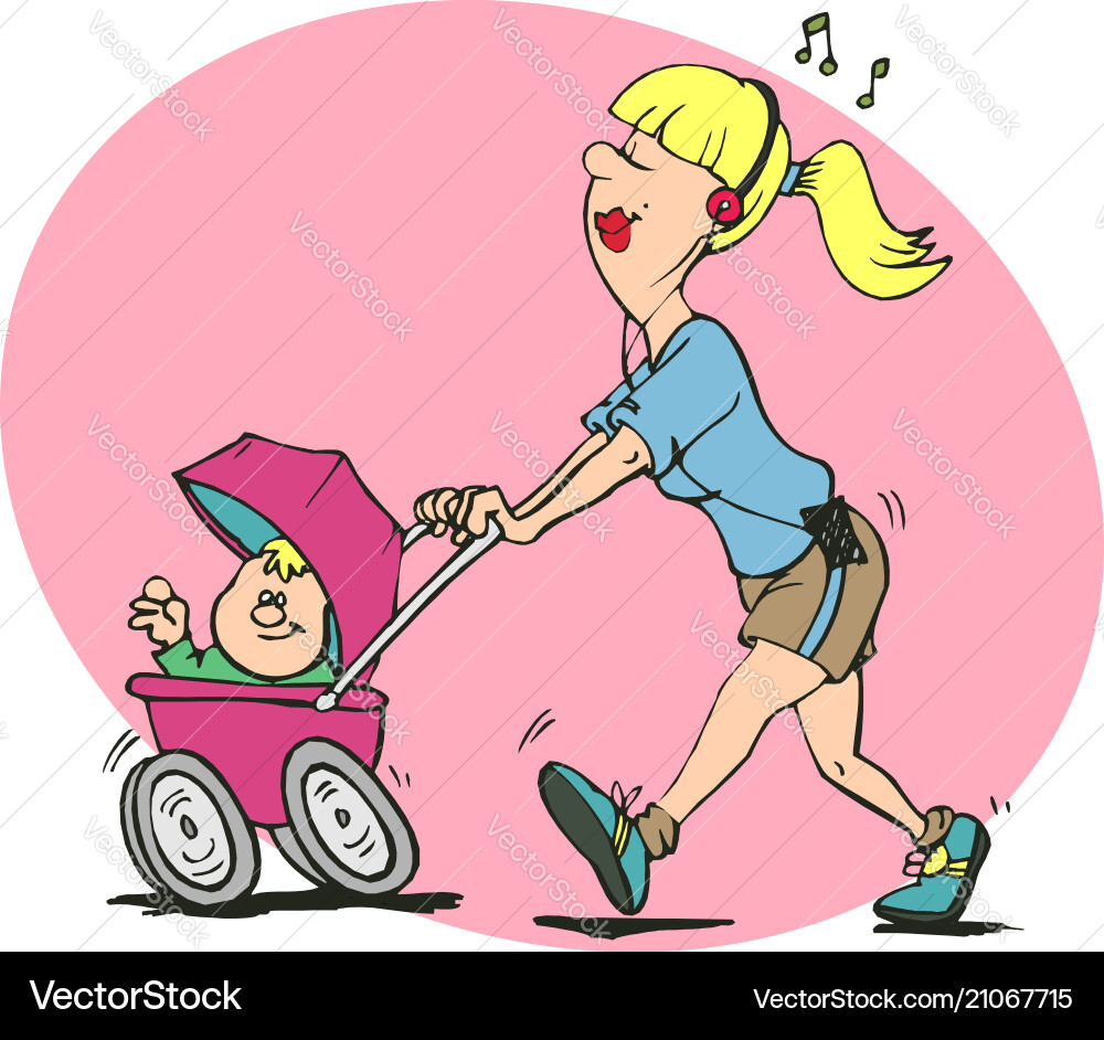 Funny mom care banewborn multitask mom Royalty Free Vector