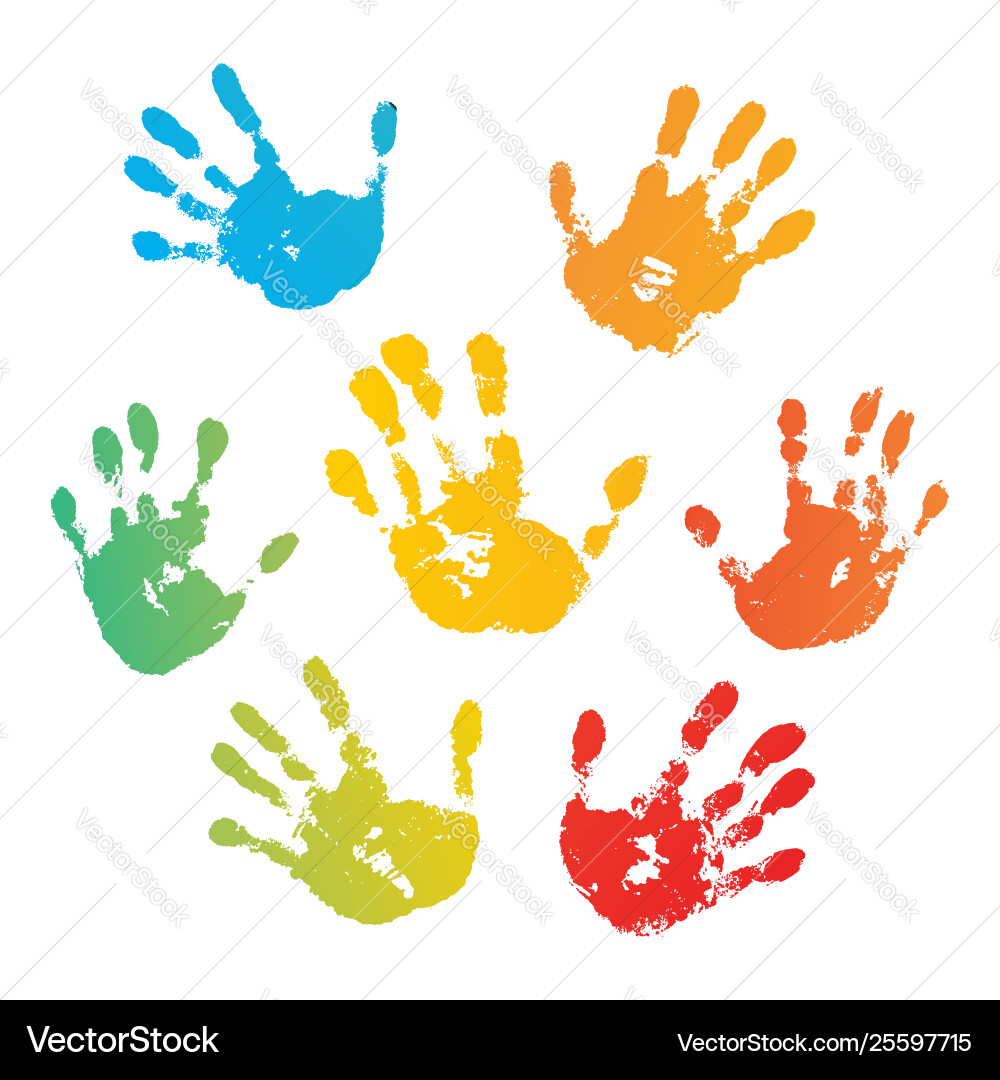 Hand rainbow print isolated on white background Vector Image